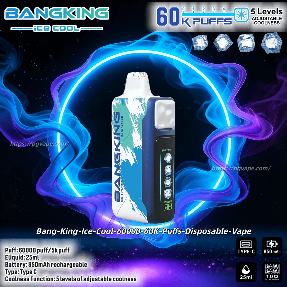Bang King Ice Cool 60000 60k Puffs Adjustable Ice Level Disposable Vape ...