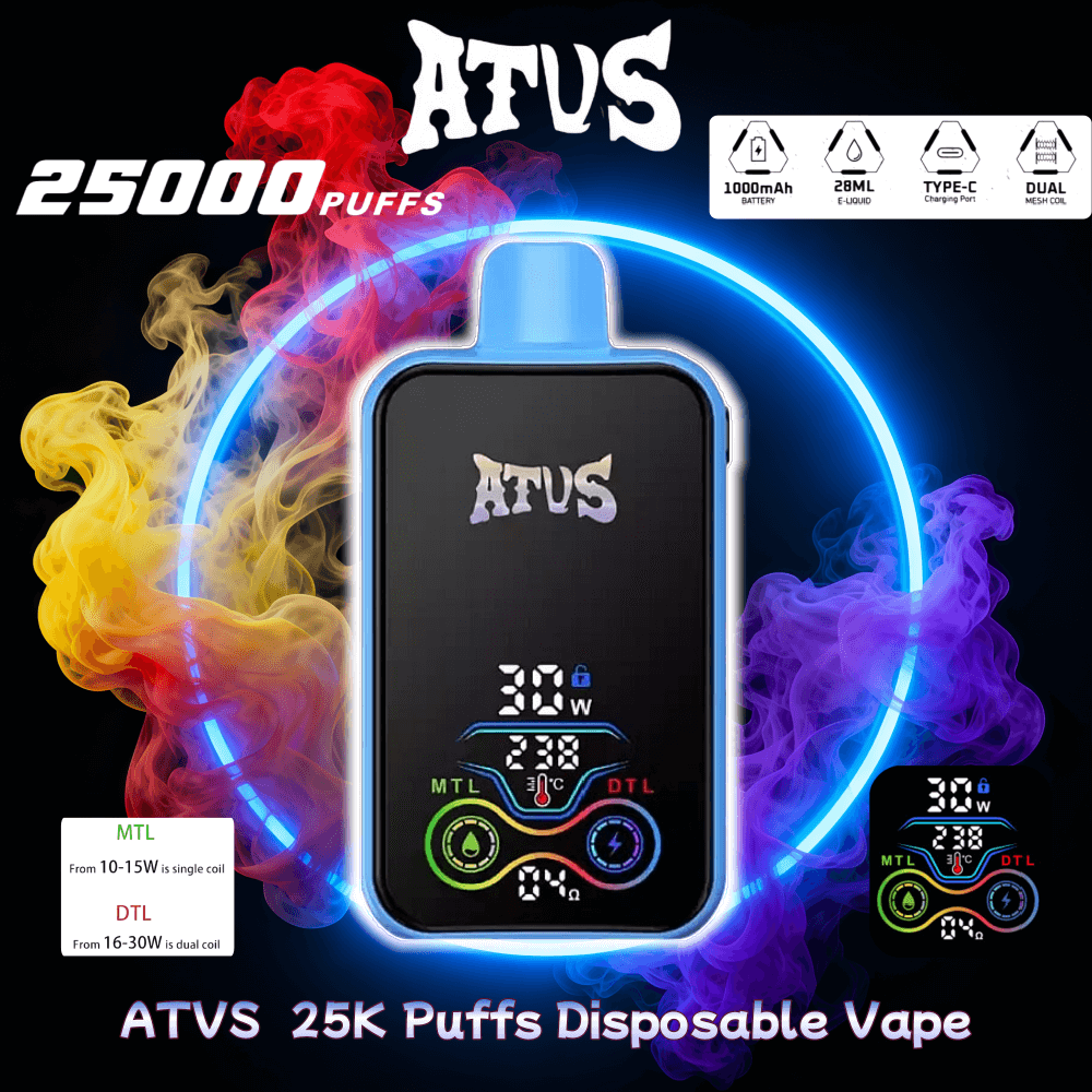 ATVS 25000 25K Puffs Disposable Vape DTL/MTL Smart Full Screen Vape ...